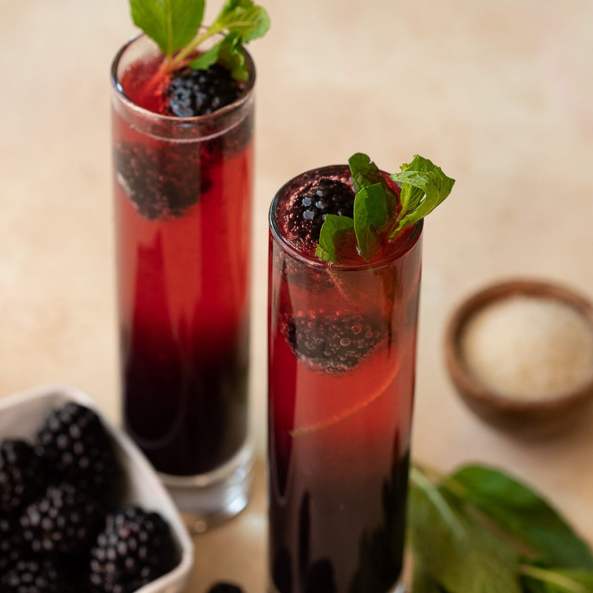 Blackberry Mint Mimosa (Blackberry Bellini) - Bright-Eyed Baker