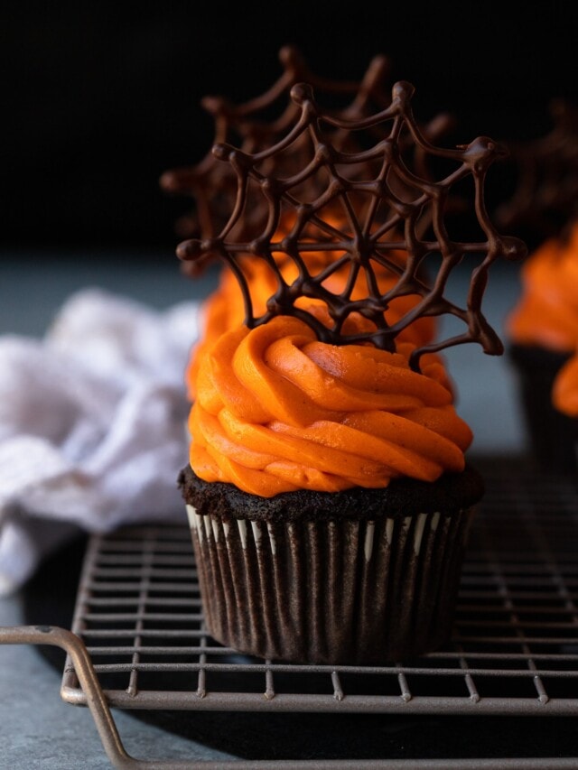 Chocolate Spider Web Cupcakes - Bright-Eyed Baker